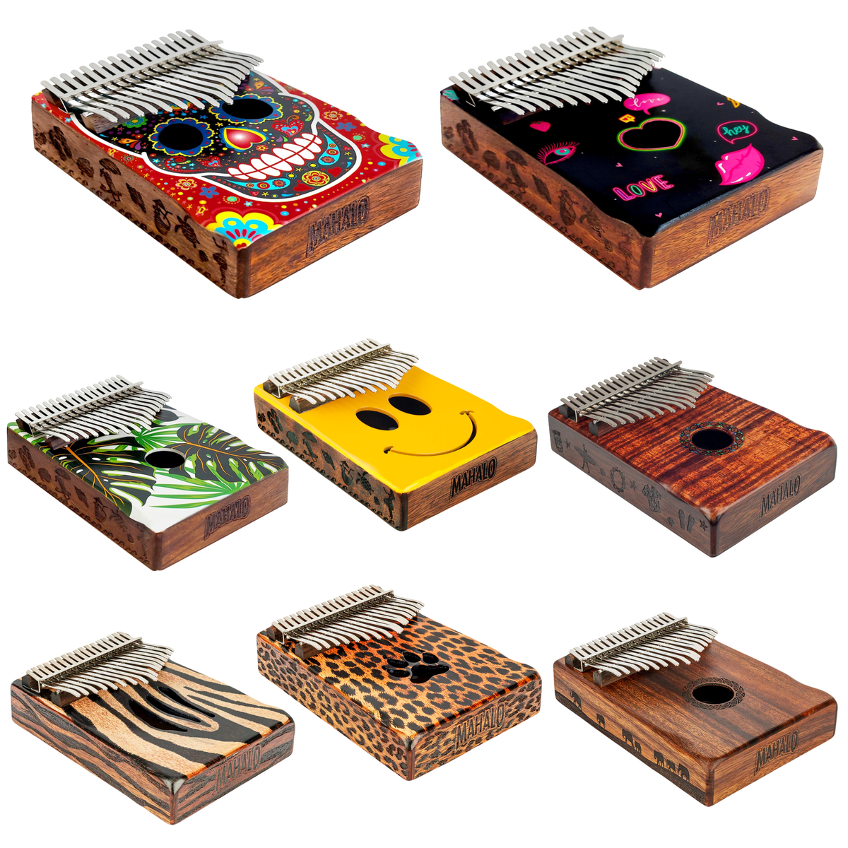 Mahalo Kalimba 17 Note - Various Designs — Engadine Music